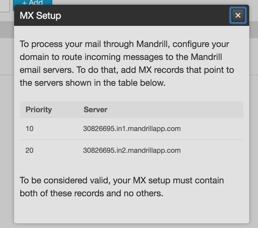 Verify sending domain inside Mandrill without email hosting